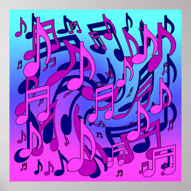 Beautiful Music Lively Musical Notes Expressive Poster | Zazzle