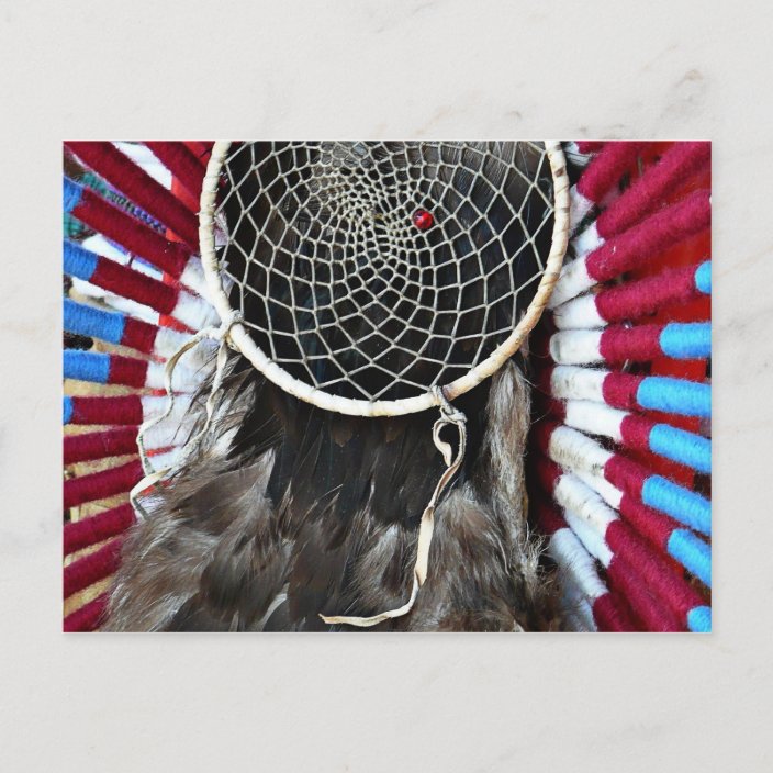 Beautiful Native American Dream Catcher Red Blue Postcard | Zazzle.com