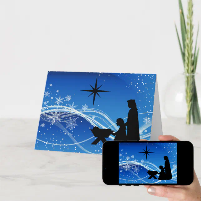 Beautiful Nativity Scene Customized Christmas Card | Zazzle