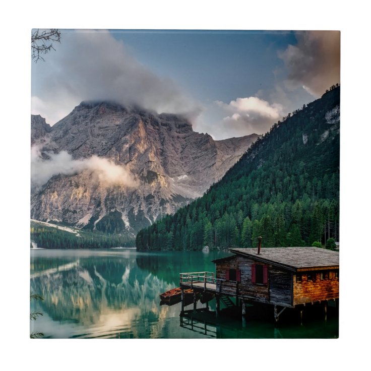 Beautiful Nature Mountain Lake Ceramic Tile | Zazzle