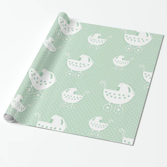 Beautiful Neutral Mint Green Baby Pattern Wrapping Paper | Zazzle