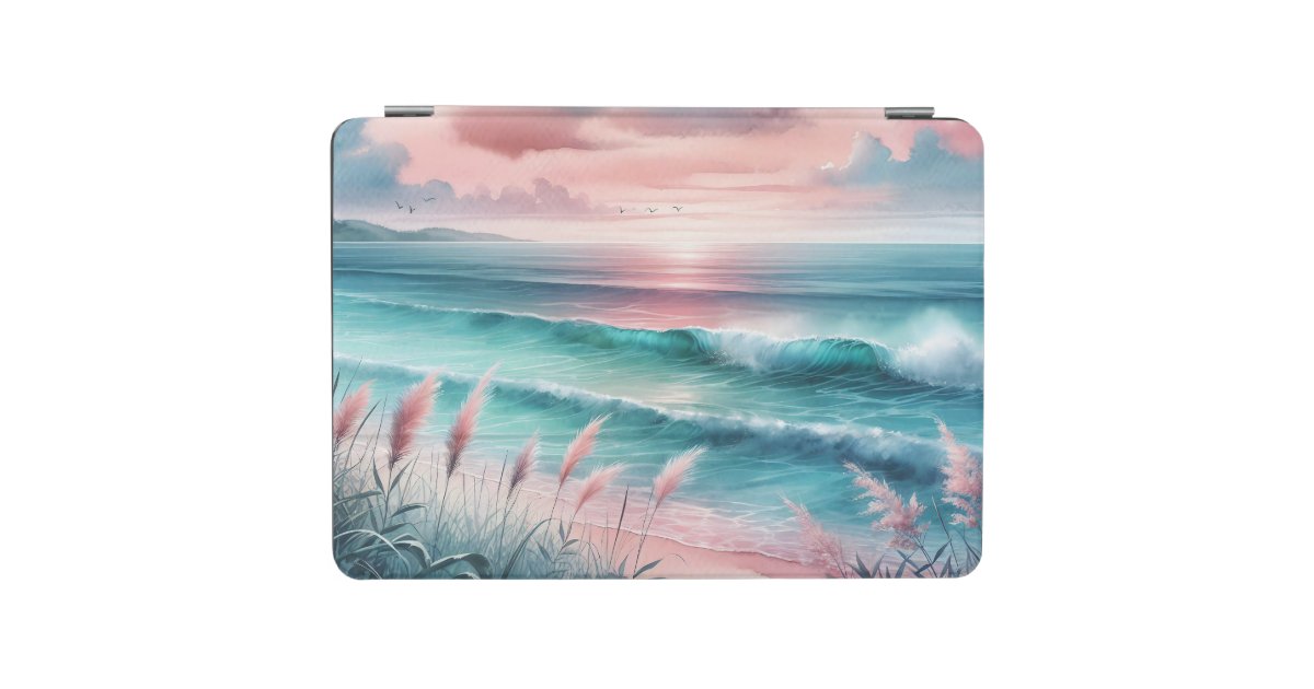 Beautiful Ocean Scene in Pink and Blue iPad Air Cover | Zazzle