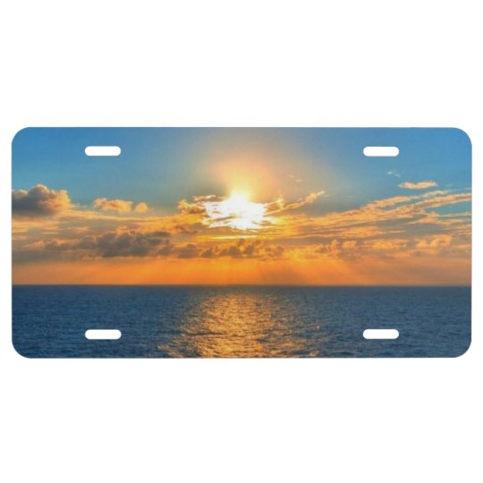 Beautiful ocean sunset license plate | Zazzle.com