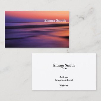 Beautiful Ocean Sunset Photograph Business Card | Zazzle