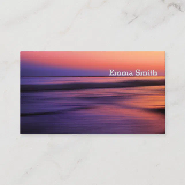 Beautiful Ocean Sunset Photograph Business Card | Zazzle