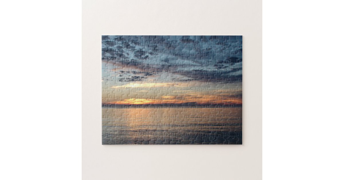 Beautiful Ocean Sunset with Clouds Rolling in Jigsaw Puzzle | Zazzle
