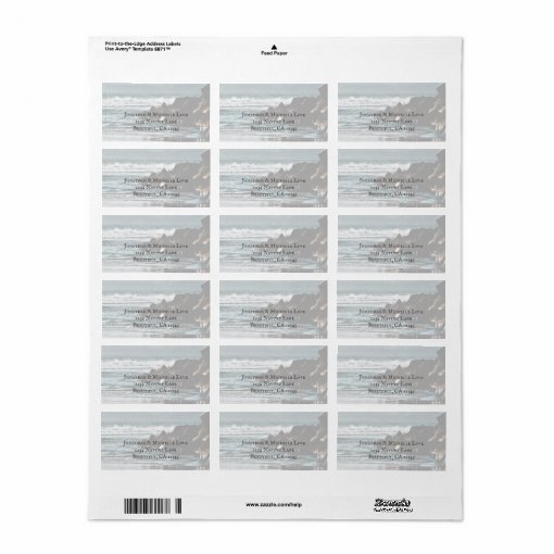 Beautiful Ocean, Waves and Rocks Beach Address Label | Zazzle