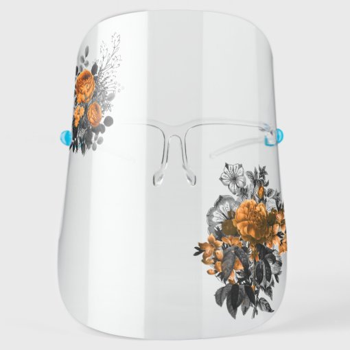 Beautiful Orange Black Rose Bouquet Halloween Face Shield | Zazzle