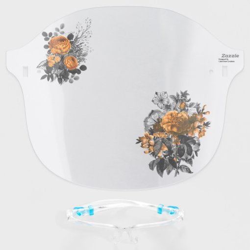 Beautiful Orange Black Rose Bouquet Halloween Face Shield | Zazzle