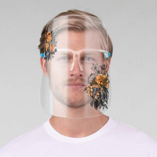Beautiful Orange Black Rose Bouquet Halloween Face Shield | Zazzle