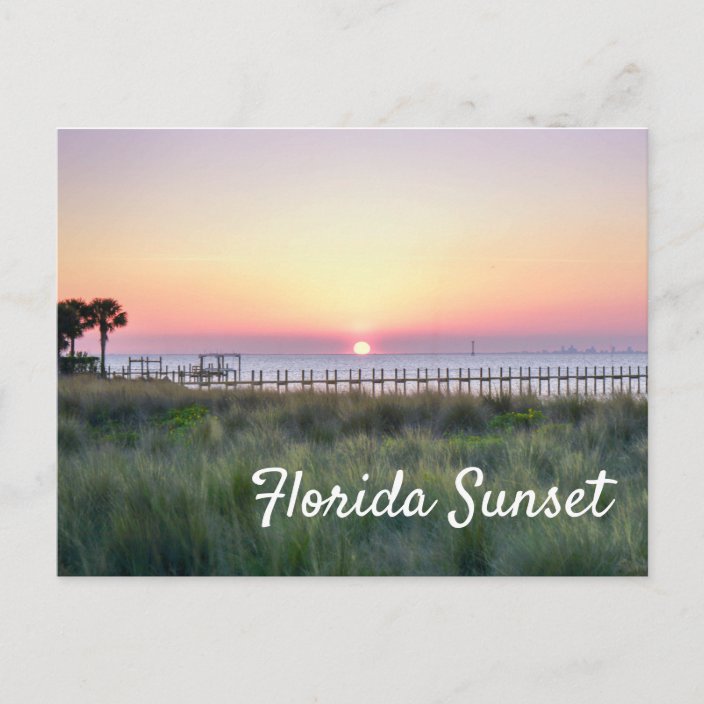 Beautiful Orange Florida Sunset Dock Pier Postcard | Zazzle.com