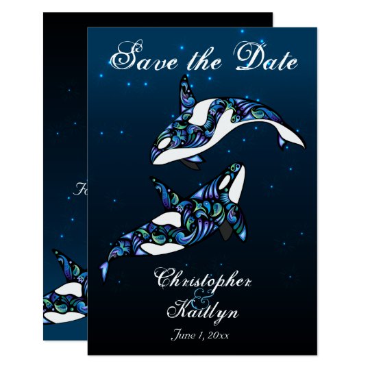 Beautiful Orca Whales Beach Wedding Save the Date Invitation | Zazzle.com