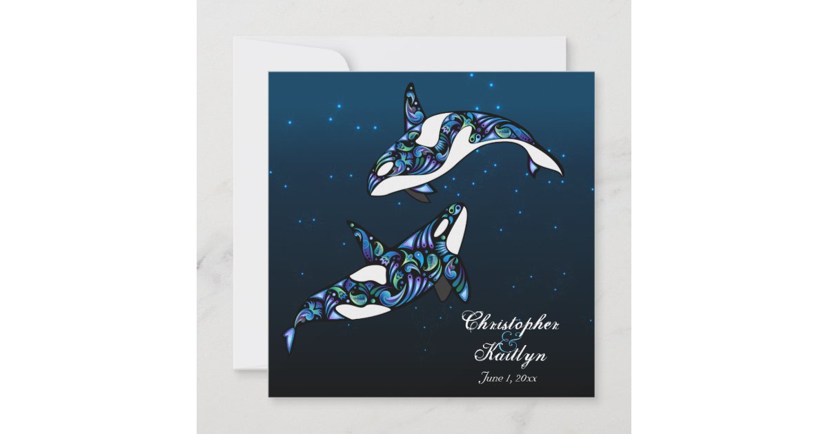 Beautiful Orca Whales Wedding Invitation | Zazzle