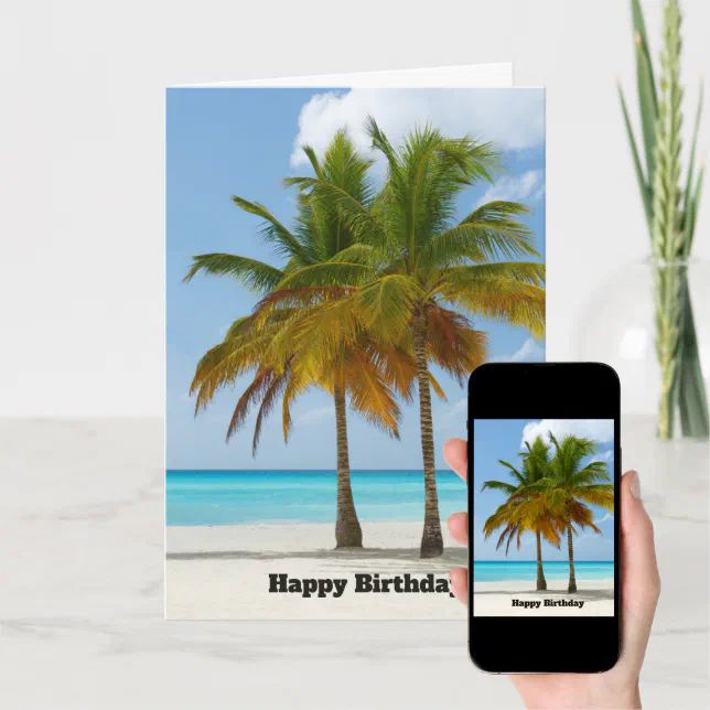 Beautiful Palm Trees On A Tropical Beach Birthday Card Zazzle