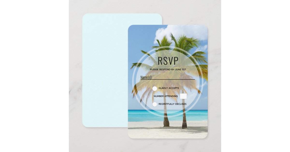 Beautiful Palm Trees on a Tropical Beach RSVP Card | Zazzle