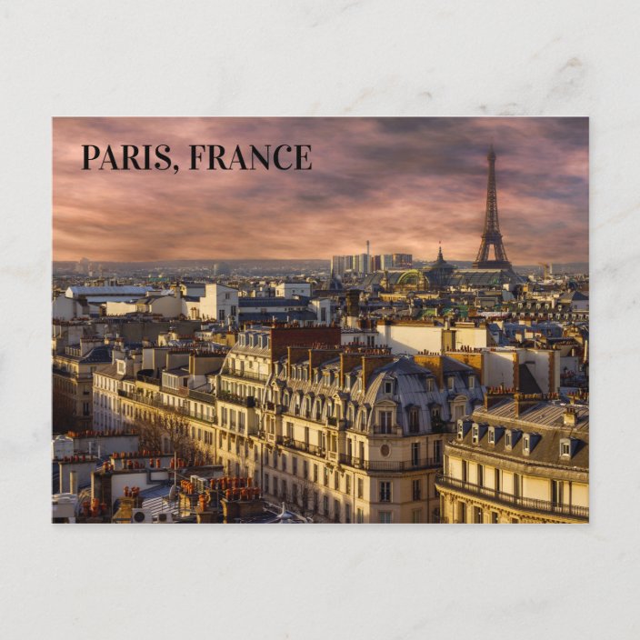 Beautiful Paris France Skyline Eiffel Tower Photo Postcard | Zazzle