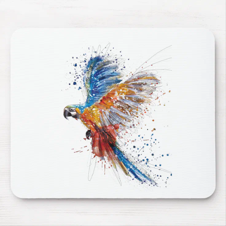 Beautiful parrot lifting its wings mouse pad | Zazzle