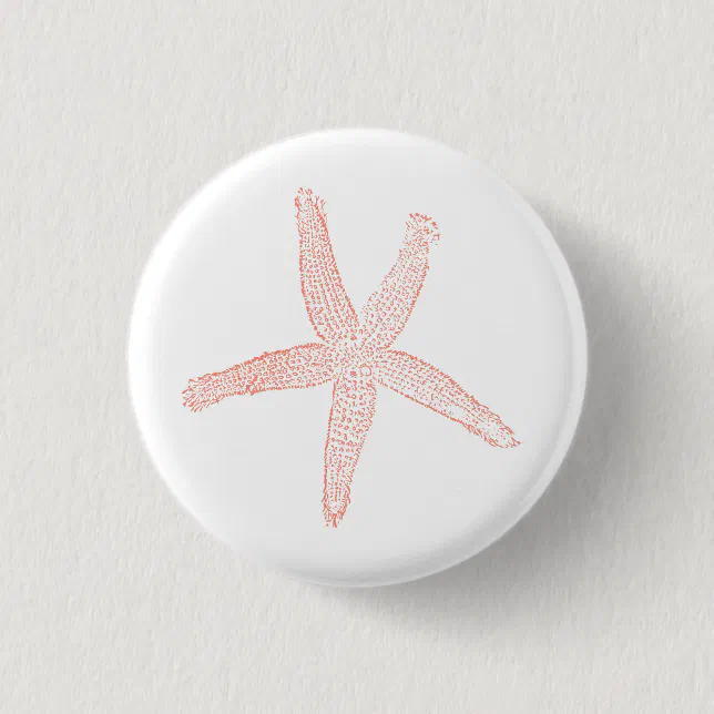 Beautiful Pastel Pink Starfish Illustration Button | Zazzle