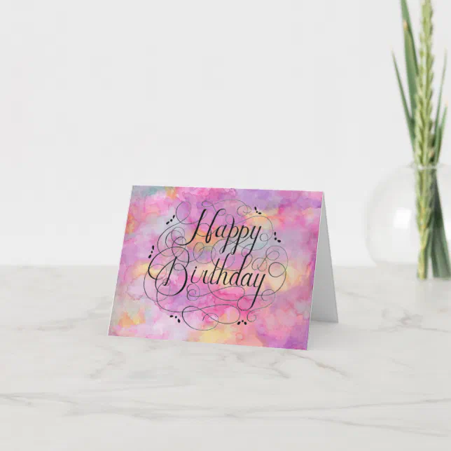 Beautiful Pastel Watercolor Birthday Card | Zazzle