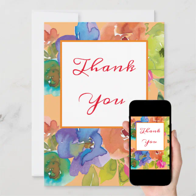 Beautiful Pastel Watercolor Flowers Thank You Card Zazzle