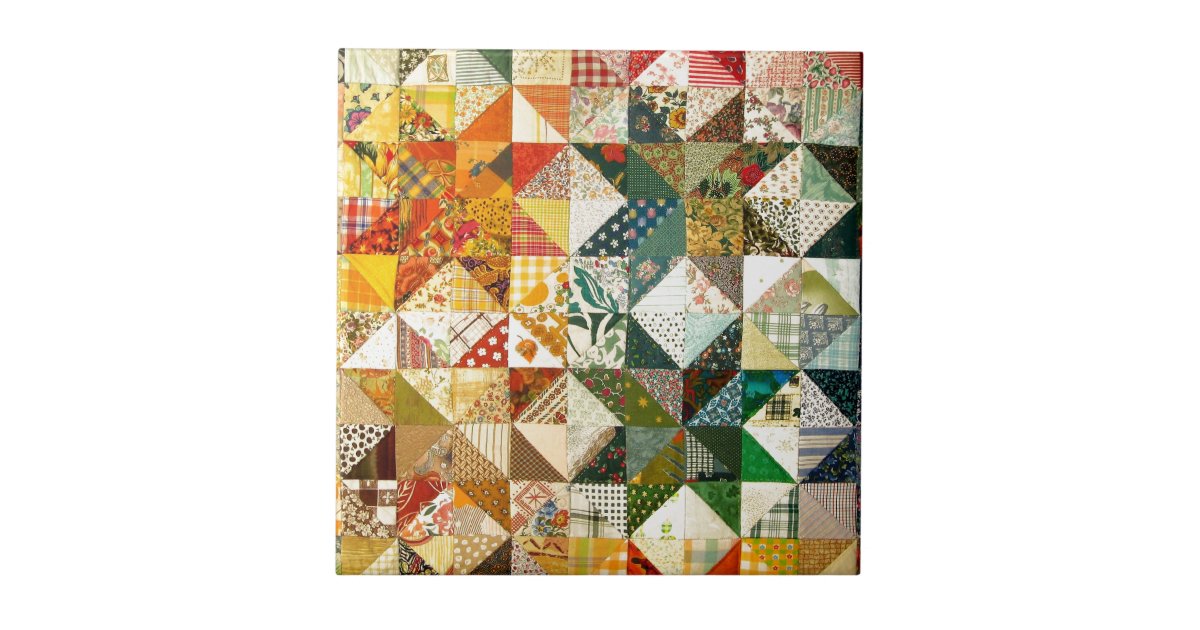 Beautiful Patchwork Ceramic Tile | Zazzle