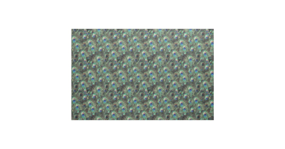 Beautiful Peacock Feather Green Blue Animal Print Fabric | Zazzle