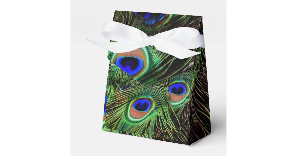 Beautiful Peacock Feathers Favor Boxes | Zazzle