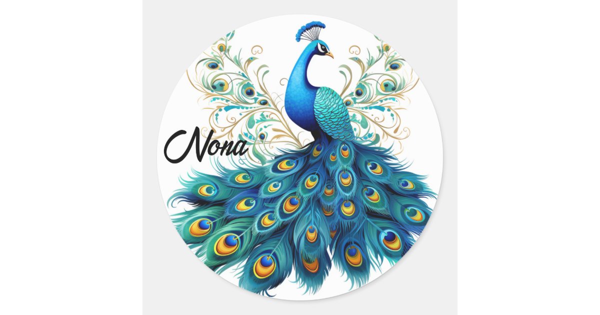 beautiful peacock labels stickers, | Zazzle