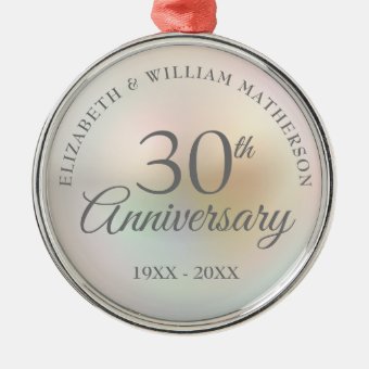 Beautiful Pearl 30th Wedding Anniversary Metal Ornament | Zazzle