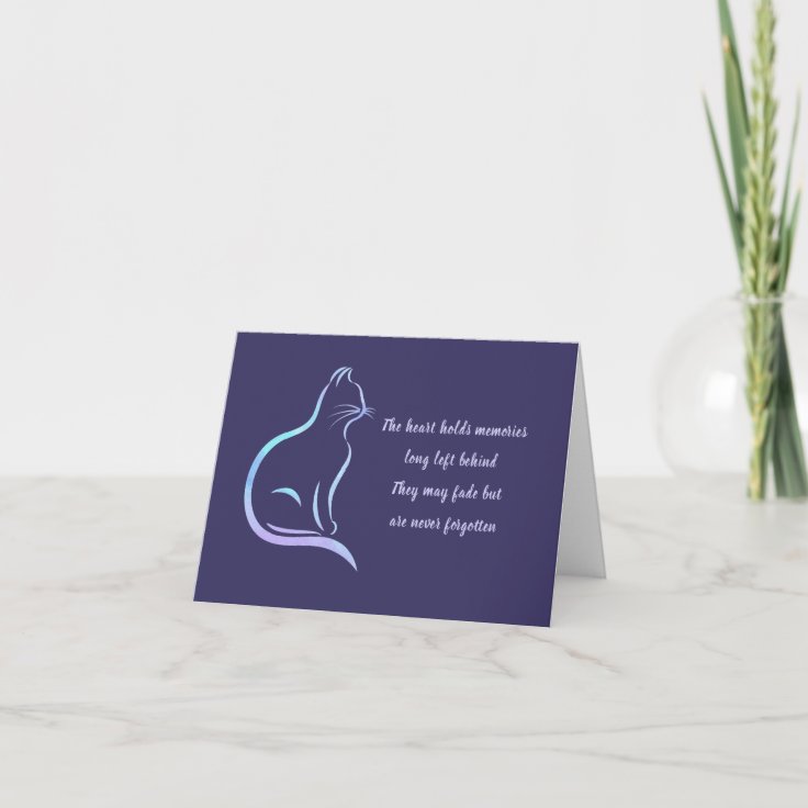 Beautiful Pet Cat Sympathy Message Deep Purple Card | Zazzle