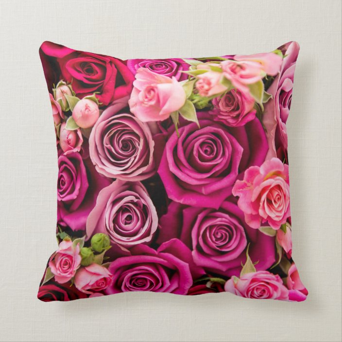 Beautiful Pink And Red Roses Throw Pillow | Zazzle.com