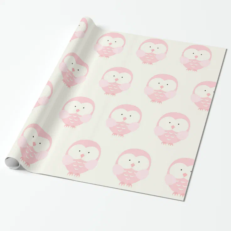 Beautiful Pink Baby Owl Wrapping Paper | Zazzle