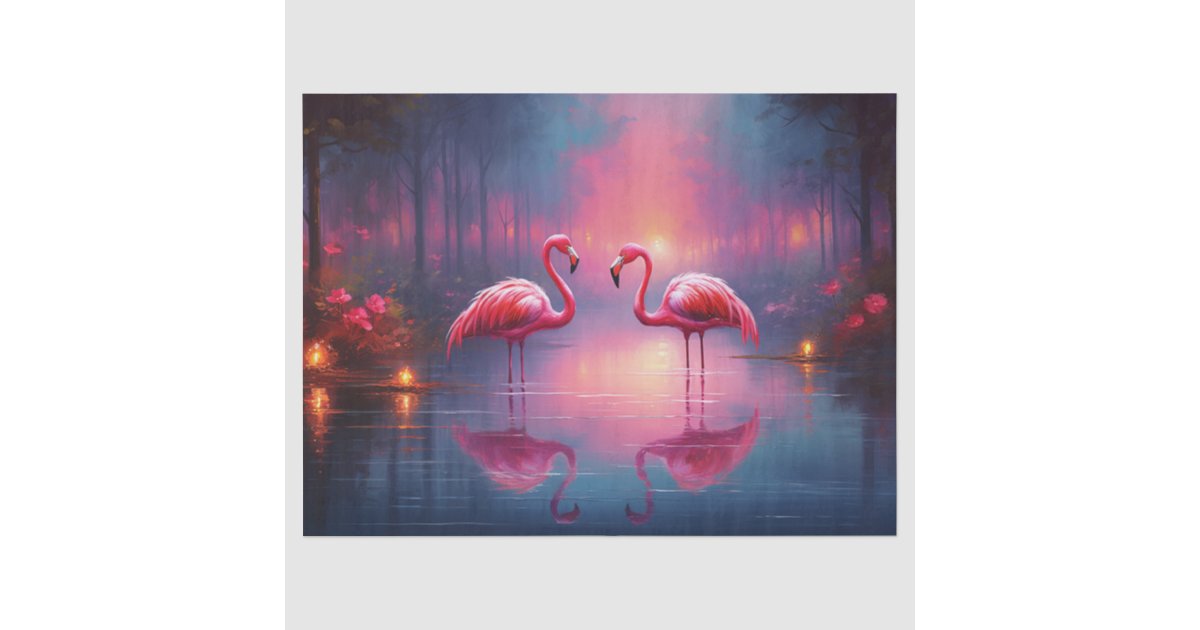Beautiful Pink Flamingo Bird Decoupage Tissue Paper | Zazzle