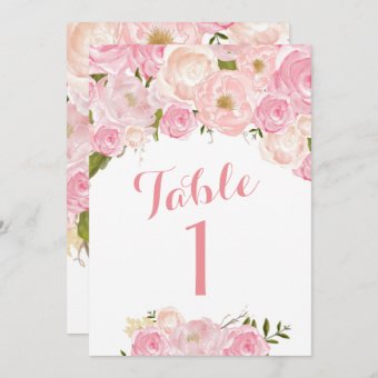 Beautiful Pink Floral Table Numbers | Zazzle