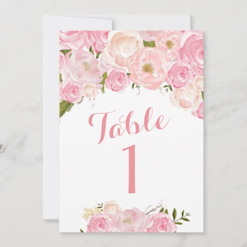 Beautiful Pink Floral Table Numbers | Zazzle