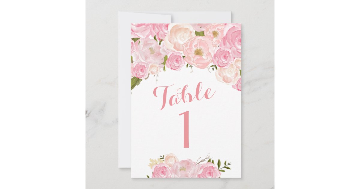 Beautiful Pink Floral Table Numbers | Zazzle