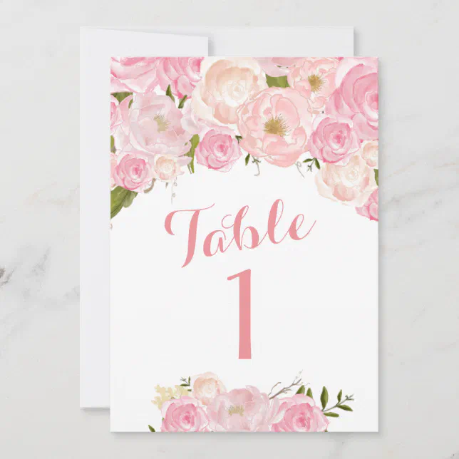 Beautiful Pink Floral Table Numbers | Zazzle