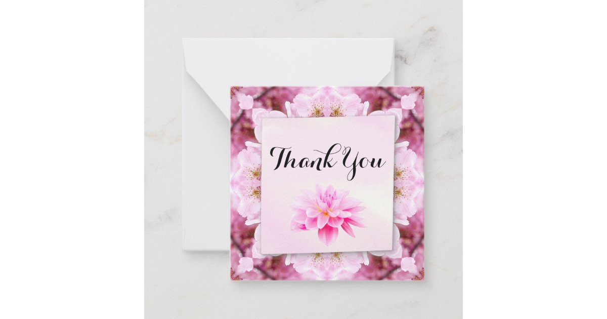 Beautiful Pink Flower Thank You Note Card | Zazzle