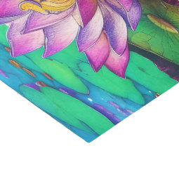 Beautiful Pink Lotus Flowers Water Scene Tissue Paper | Zazzle