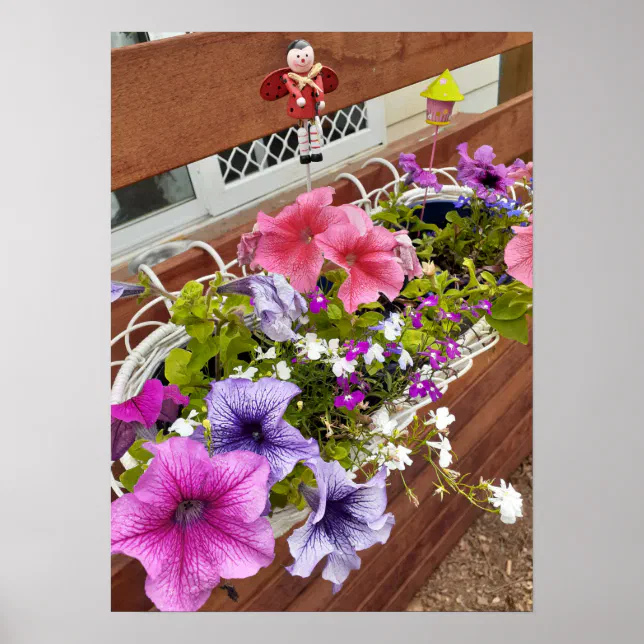 Beautiful Pink Petunia Fairy Flower Garden Poster | Zazzle