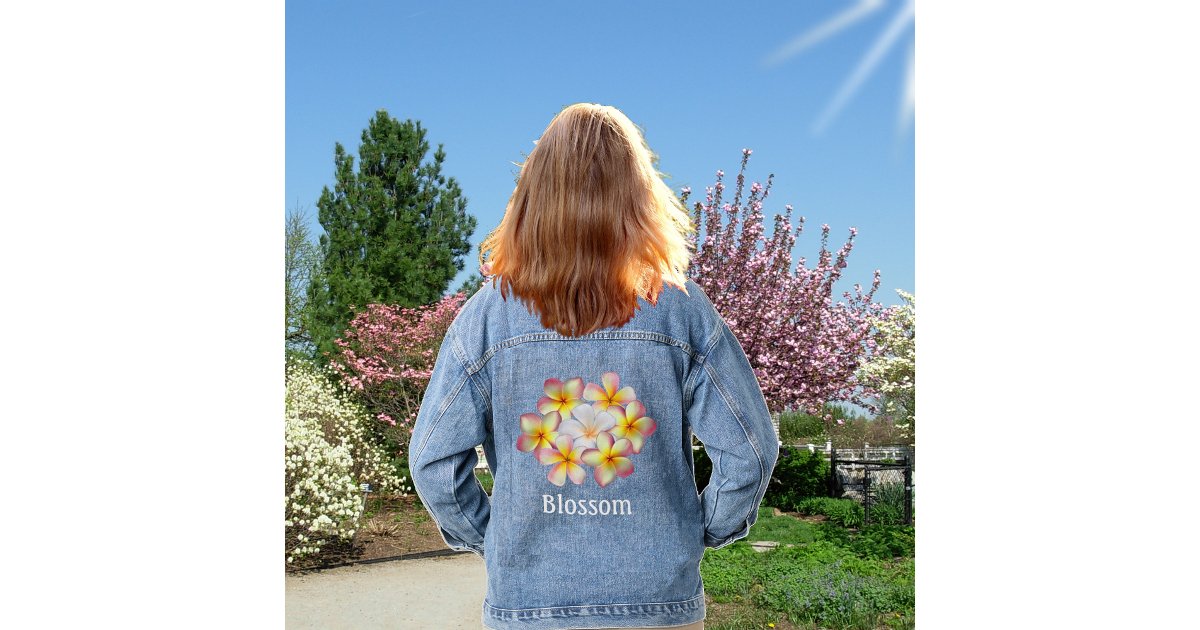 Beautiful Pink Plumeria Flowers Denim Jacket | Zazzle