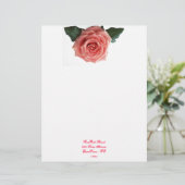 Beautiful 'Pink Rose' Flower Letterhead | Zazzle