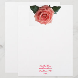 Beautiful 'Pink Rose' Flower Letterhead | Zazzle