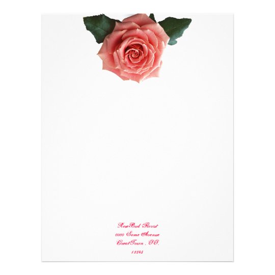 Beautiful 'Pink Rose' Flower Letterhead | Zazzle.com