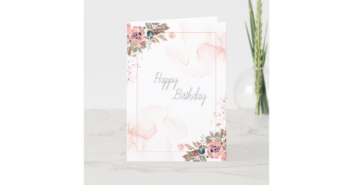 Beautiful pink roses birthday card | Zazzle