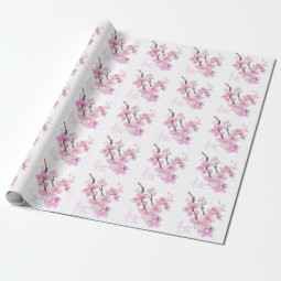 Beautiful pink watercolor cherry Sakura blossoms Wrapping Paper | Zazzle