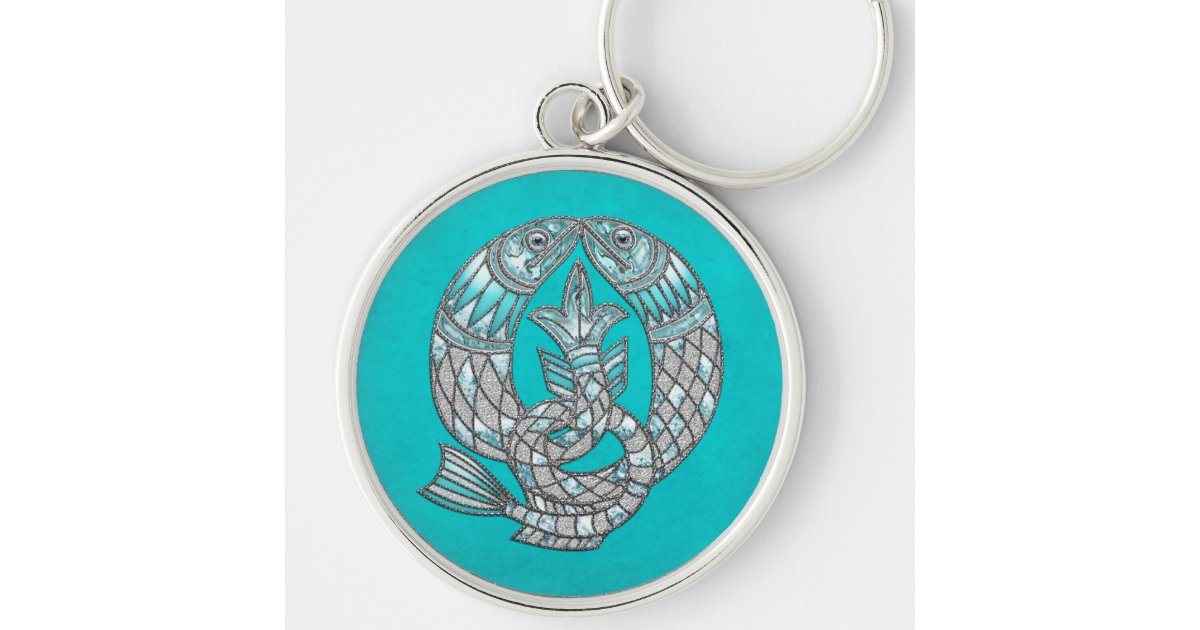 Beautiful Pisces Fish Aquamarine Key Chain | Zazzle