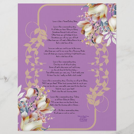 Beautiful Poem Love is Like a Never Ending Story | Zazzle