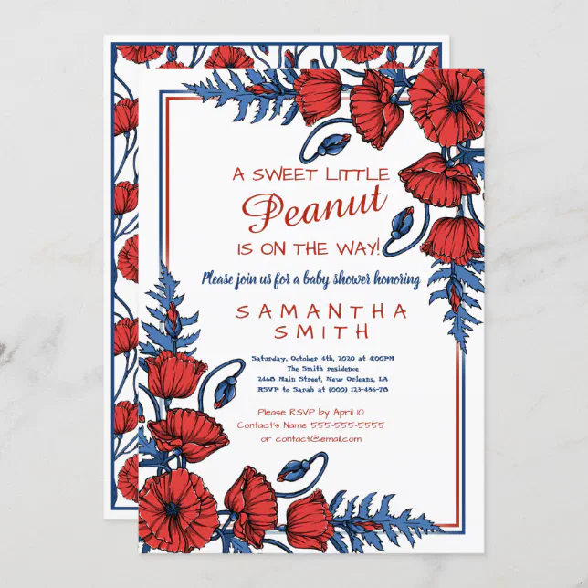 Beautiful Poppy Floral Personalized Baby Shower In Invitation | Zazzle