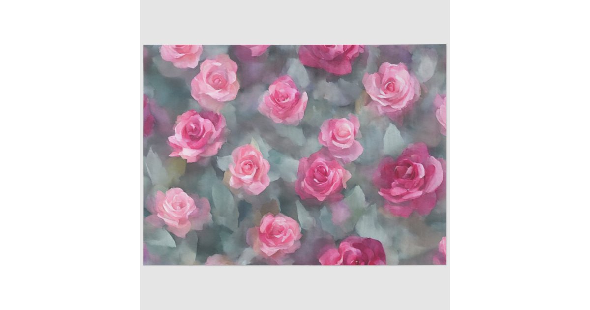 Beautiful Popular Watercolor Pink Roses Collection Tissue Paper | Zazzle
